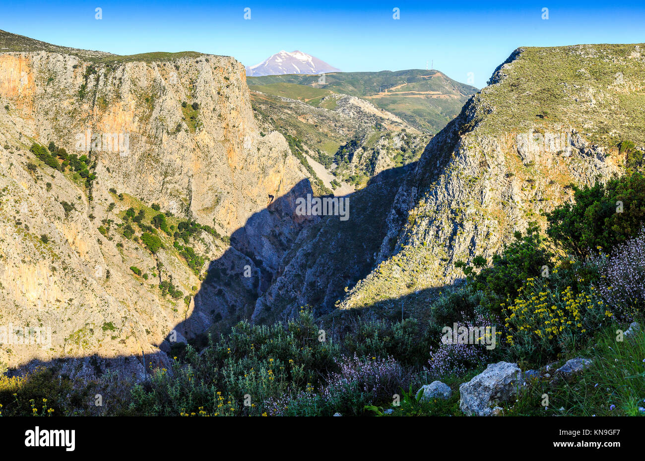 View of Gorge and Mt Psiloritis near Rethymnon, Crete, Greece Stock ...