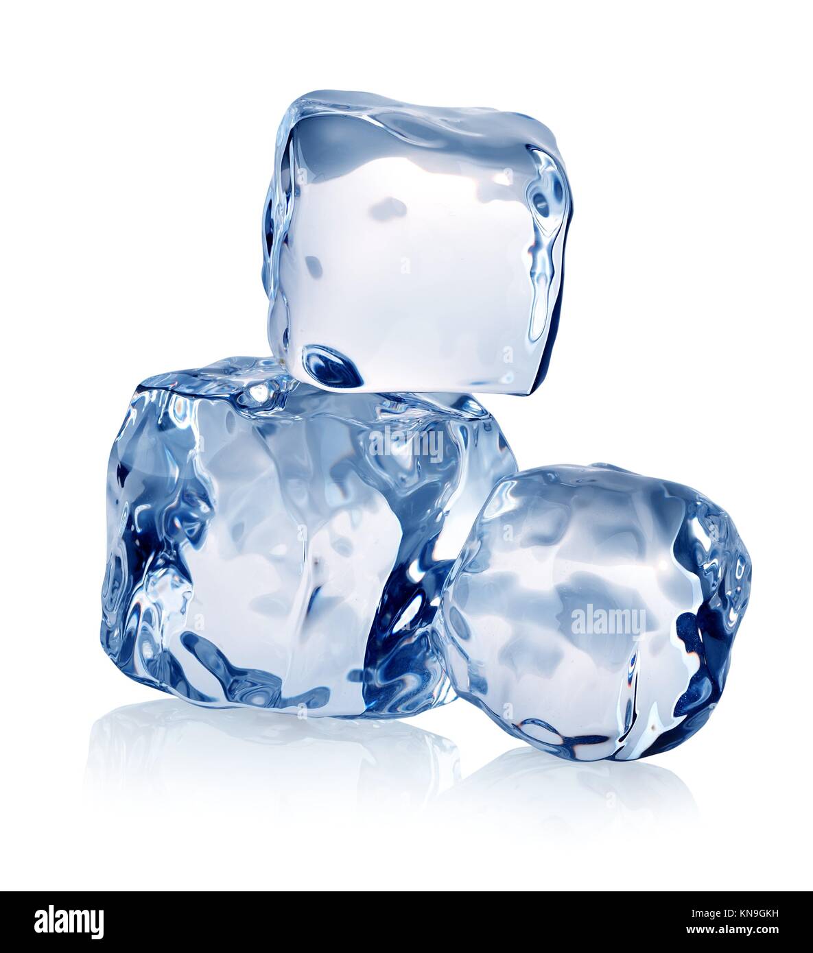 Tree blocks of ice cubes isolated on a white background Stock Photo - Alamy