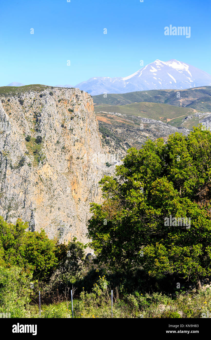 View of Gorge and Mt Psiloritis near Rethymnon, Crete, Greece Stock ...