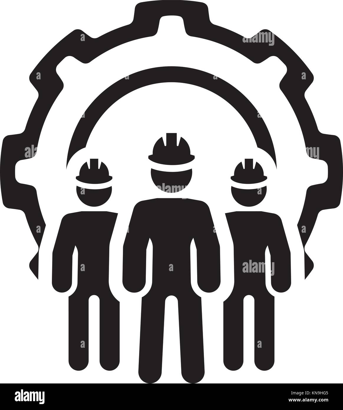 Engineering Team Icon. Three Men and Cog Wheel. Development Symbol ...