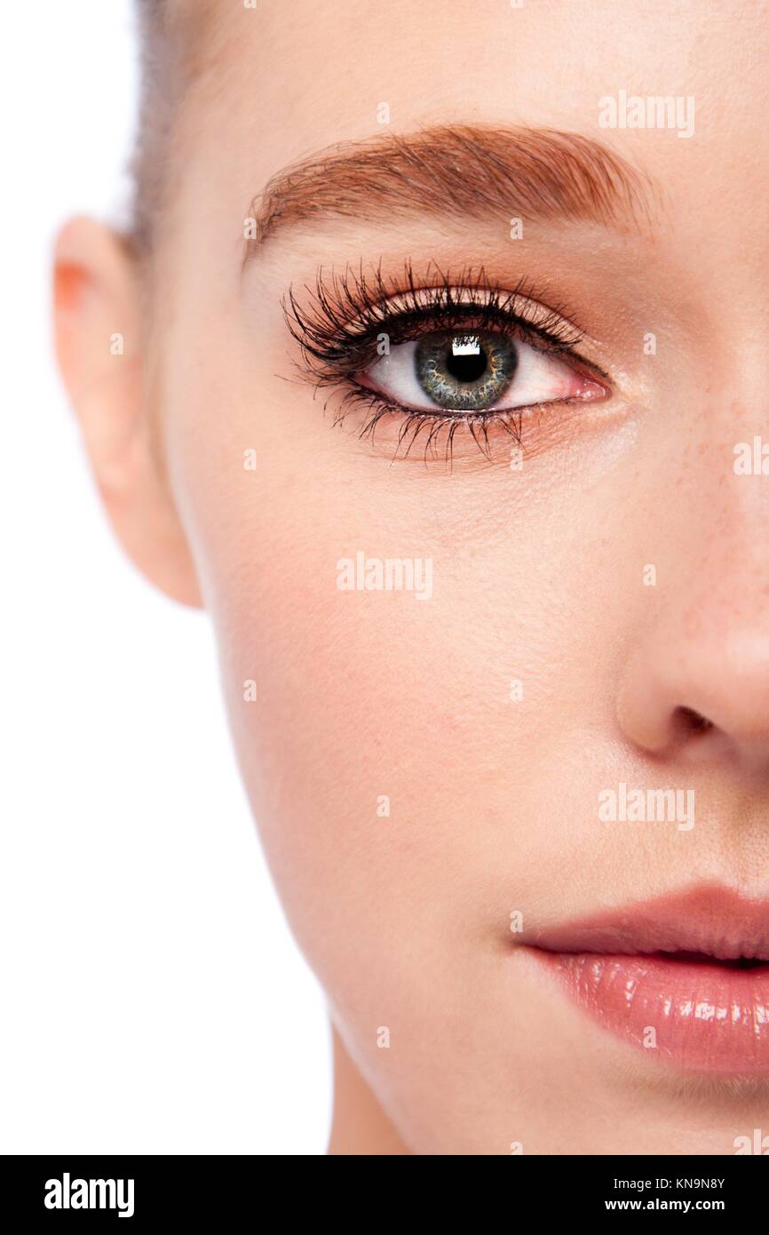 Woman half face hi-res stock photography and images - Alamy