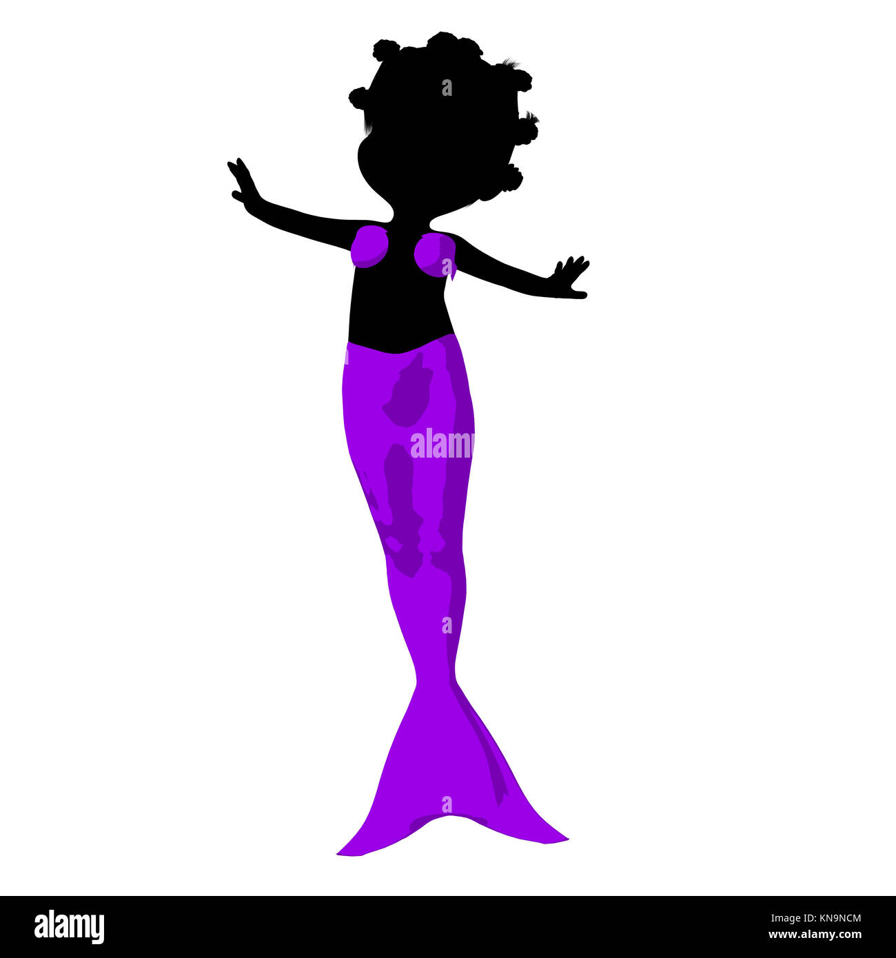 Little african american mermaid girl on a white background Stock Photo ...