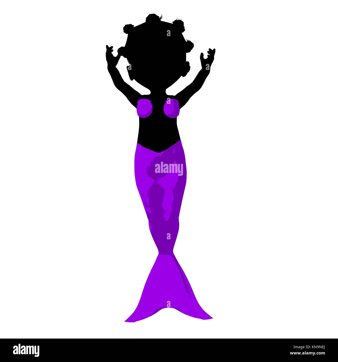 Little african american mermaid girl on a white background Stock Photo ...