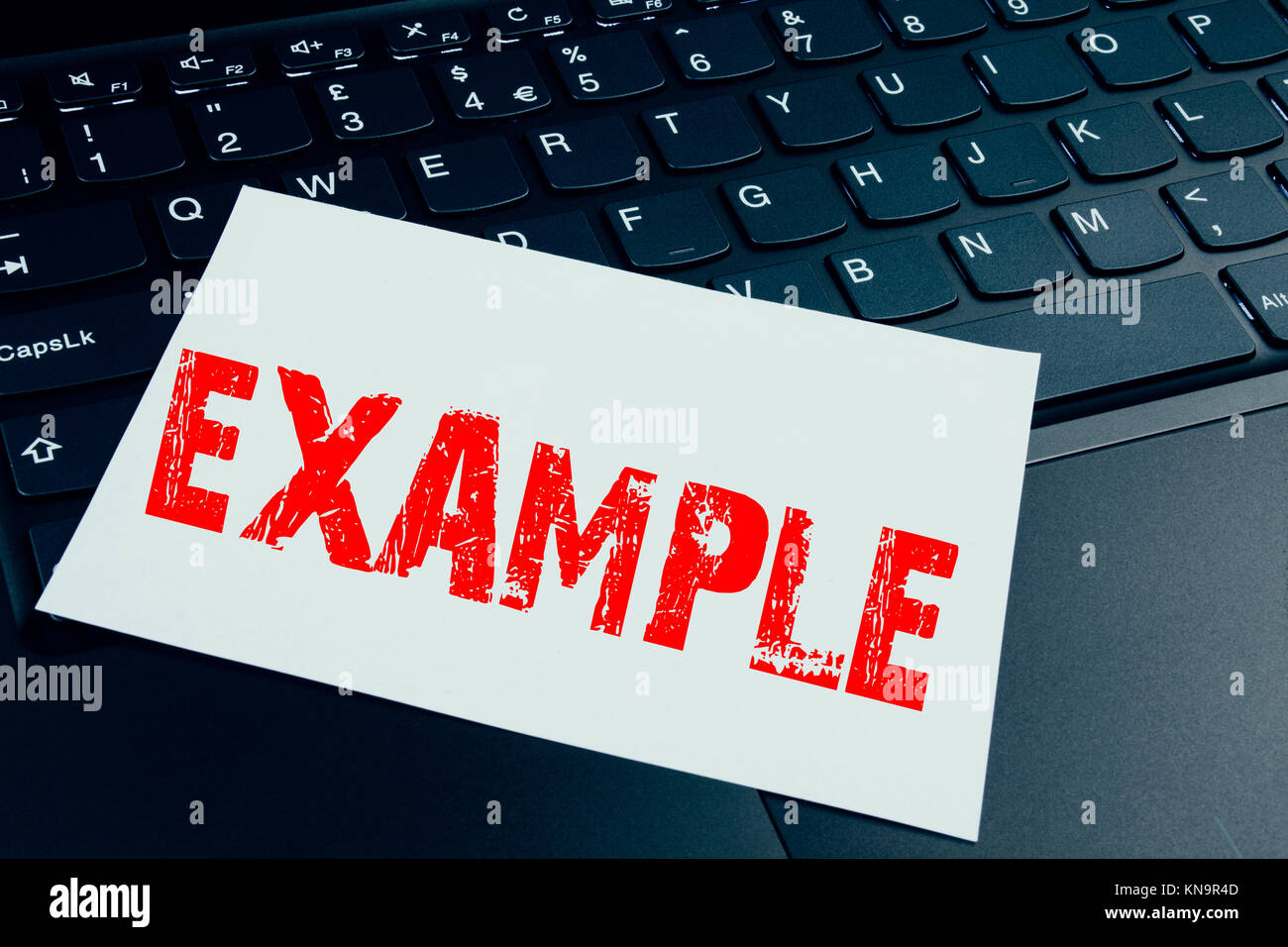 Writing Example text made in the office close-up on laptop computer ...