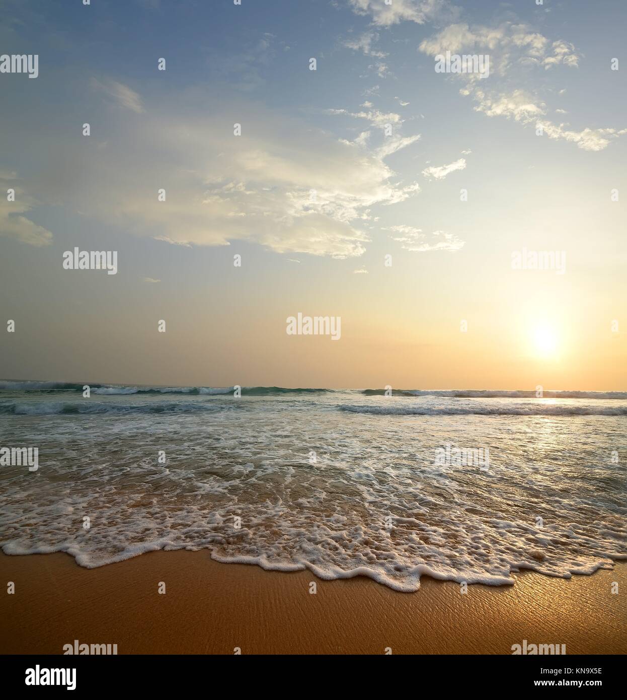Waves foam on sandy coast hi-res stock photography and images - Alamy