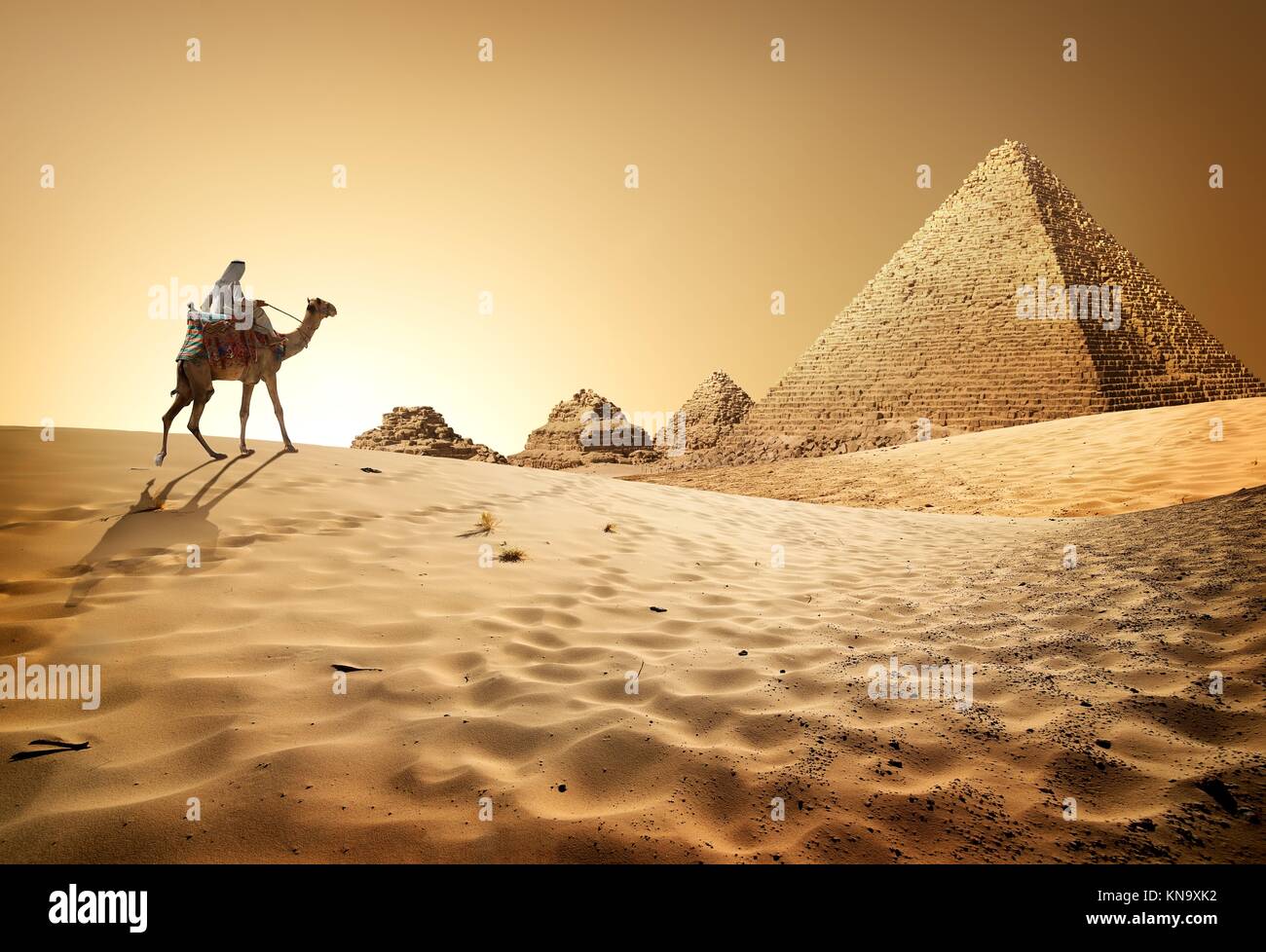 Camel desert sky pyramid hi-res stock photography and images - Alamy