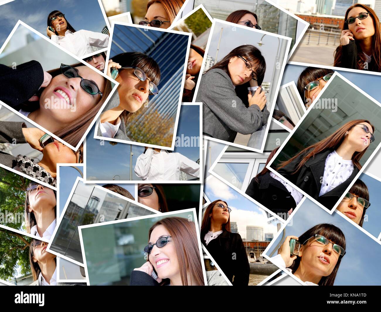 Collage of business woman portraits in a outside setting Stock Photo ...