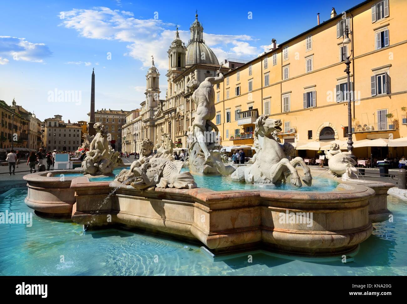 Neptune fountain in navona square of rome hi-res stock photography and ...