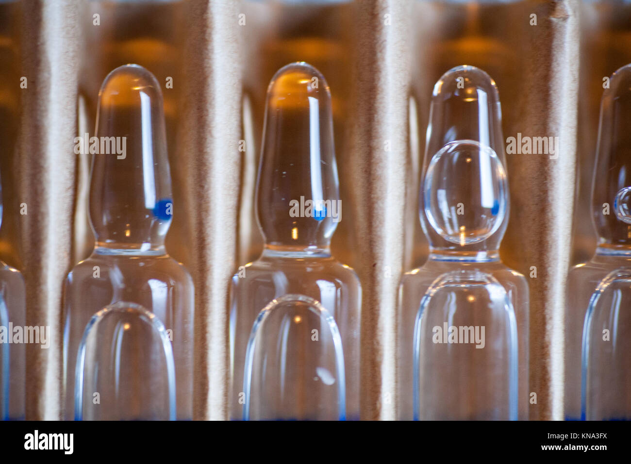 ampoules with medicine horizontal perspective view of many brown ...