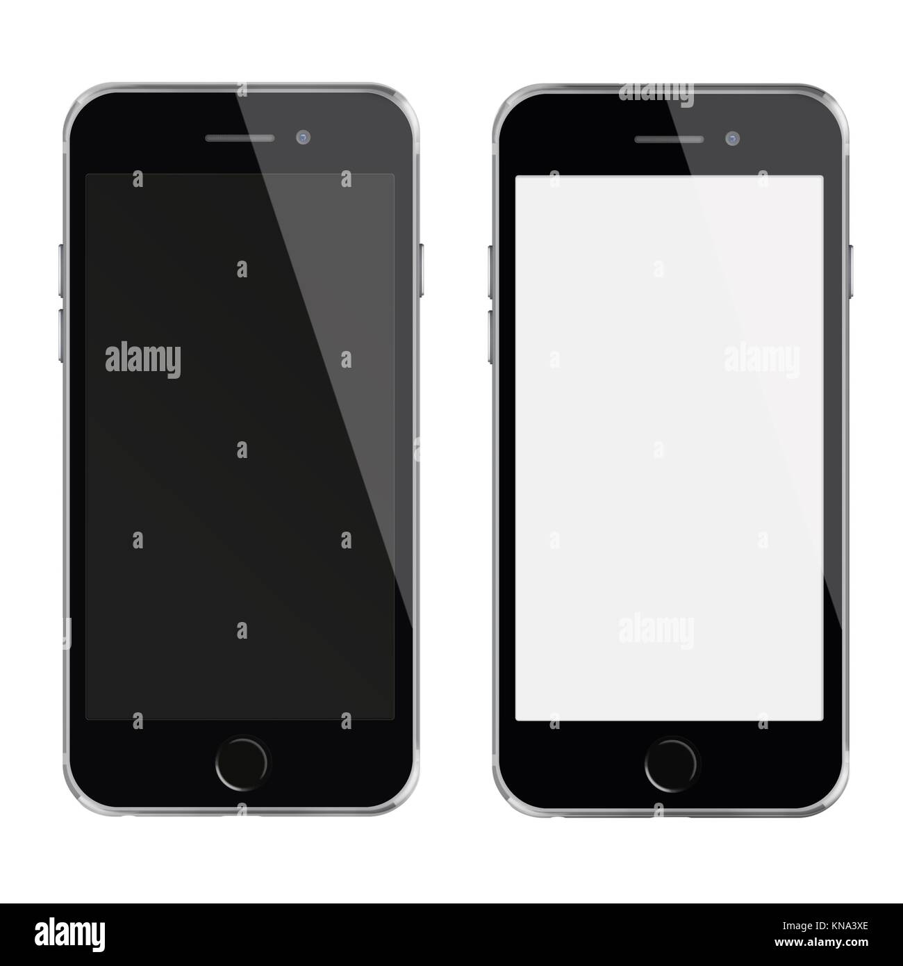 Mobile smart phones with white and blank screen isolated on white ...