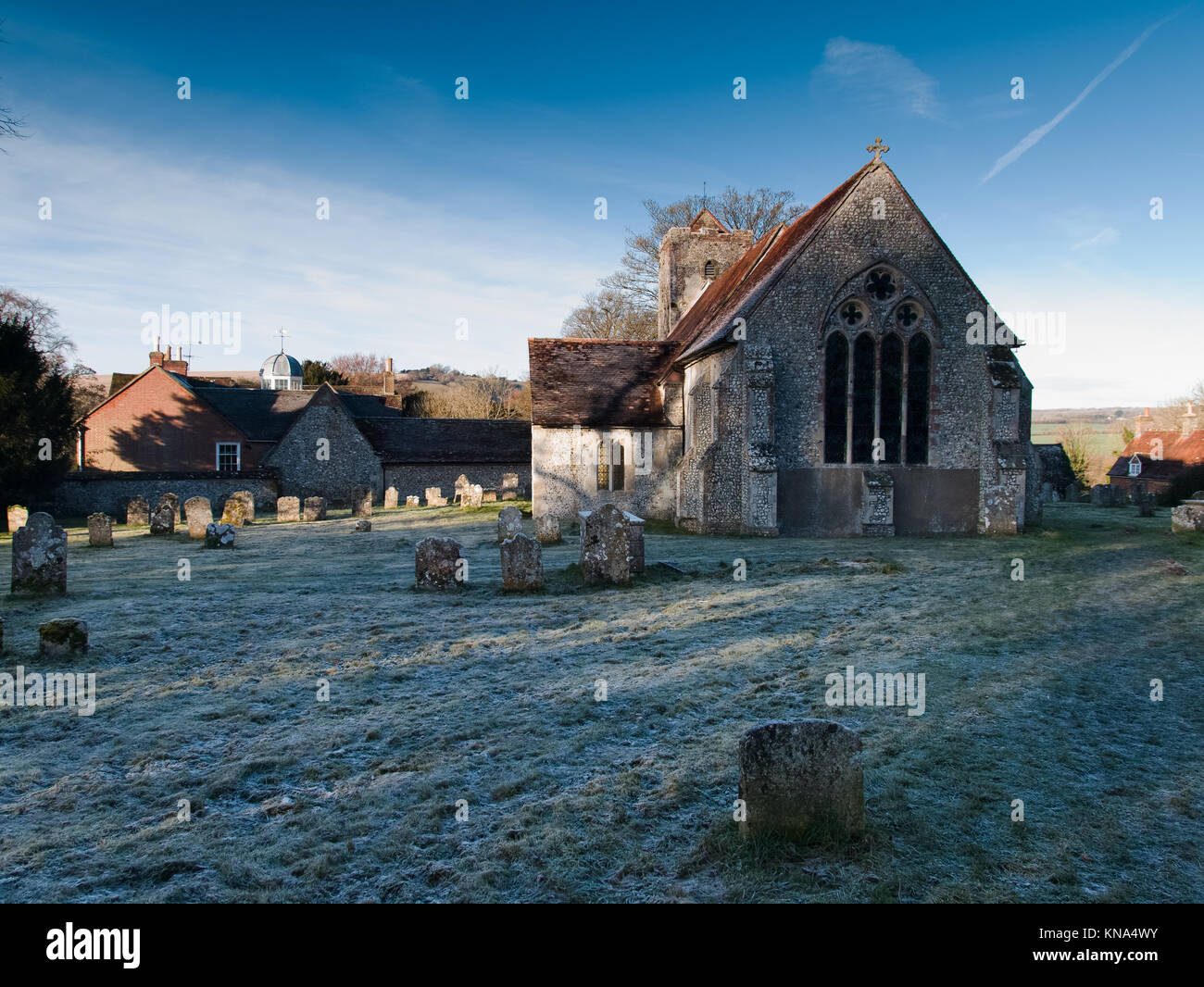St Michael and All Saints Church, Chalton Hampshire - sunrise on a ...