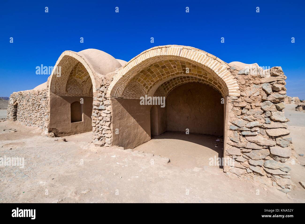 Ruins of ritual buildings next to Zoroastrian Towers of Silence in Yazd ...