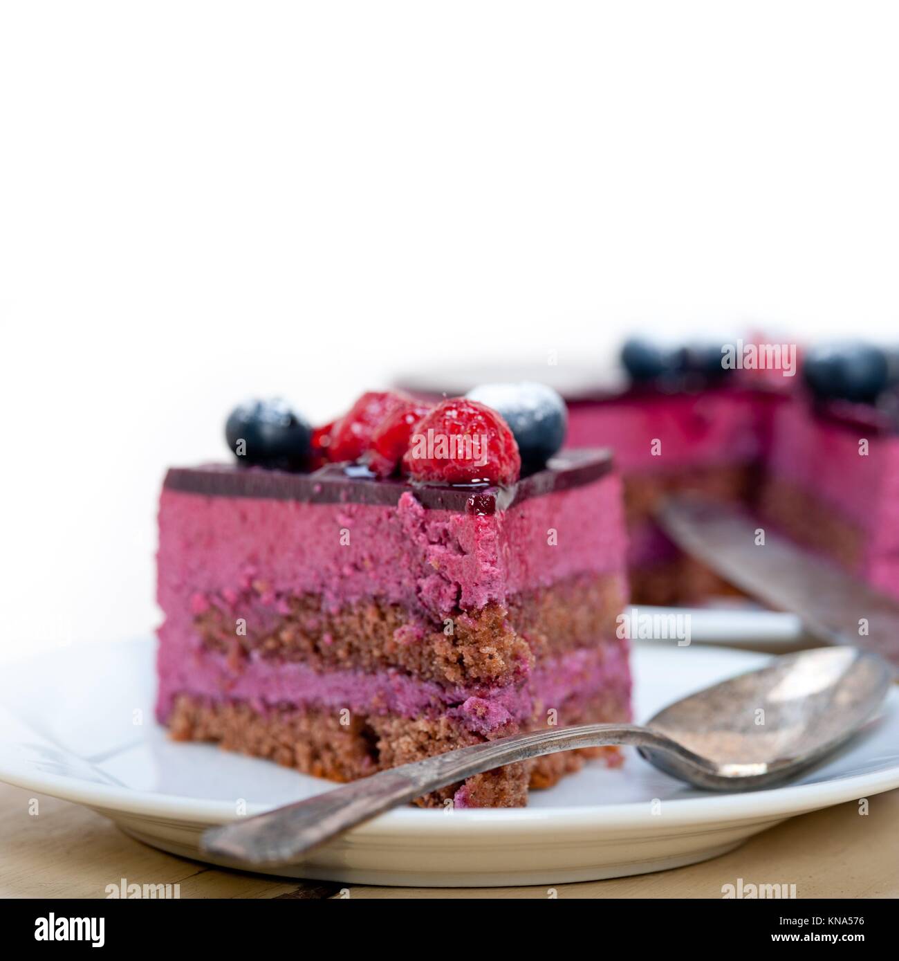 blueberry and raspberry cake mousse dessert with spice Stock Photo - Alamy