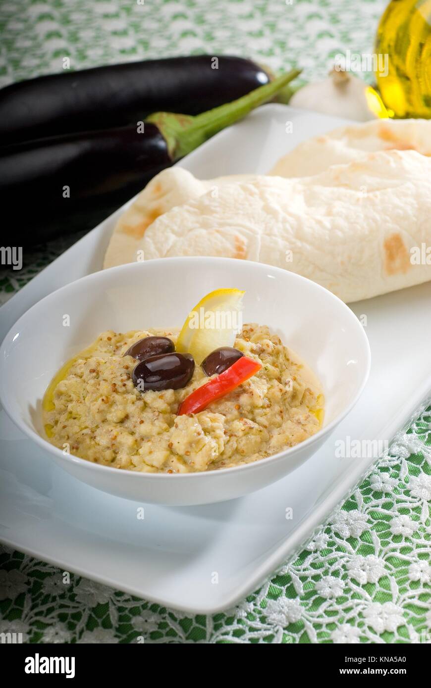fresh homemade Badingian mutabbal Baba Ghanoush,traditional middle ...