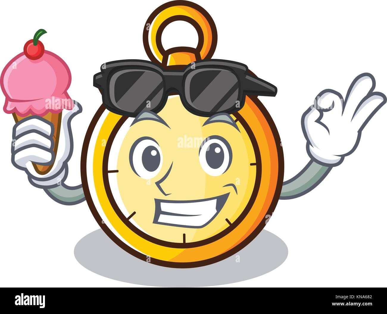 With ice cream chronometer character cartoon style Stock Vector Image ...