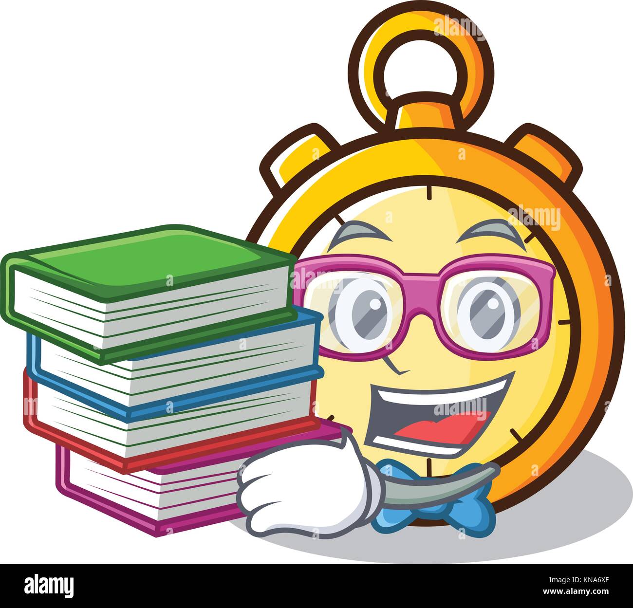 Student with book chronometer character cartoon style Stock Vector ...