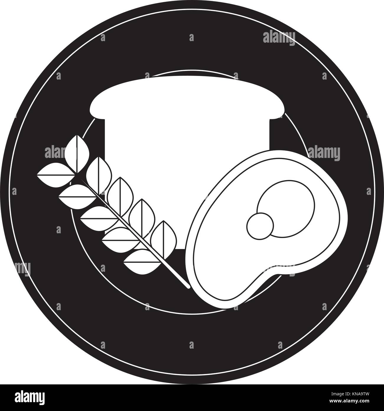 plate with bread an meat vector illustration Stock Vector Image & Art ...