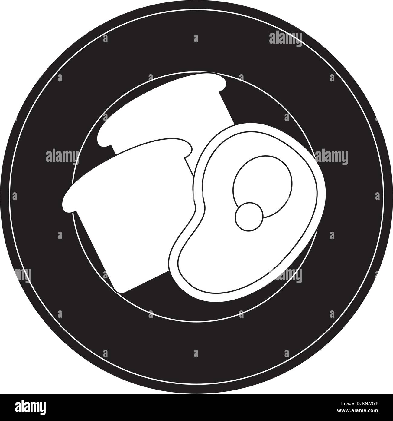 plate with bread an meat vector illustration Stock Vector Image & Art ...