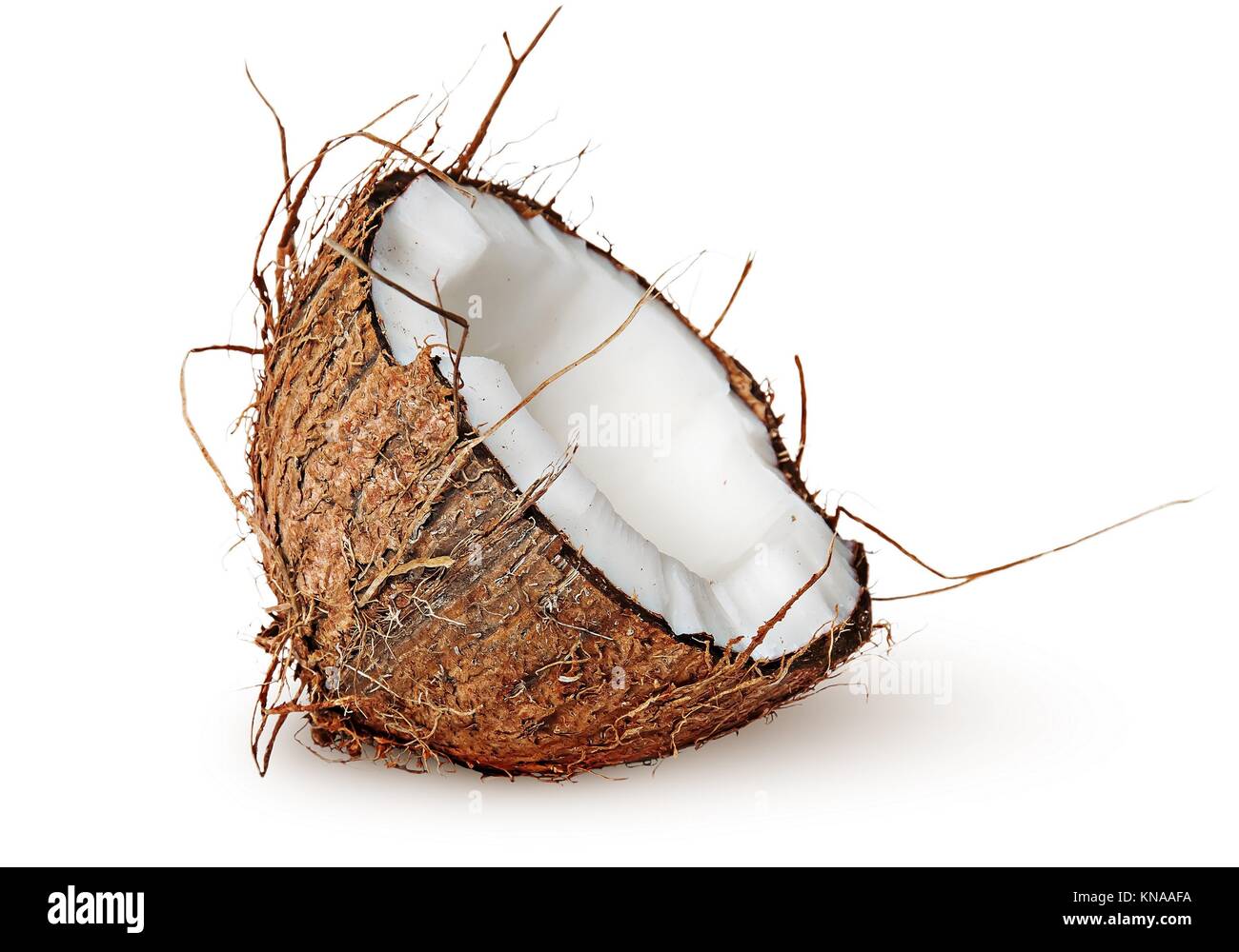 Half coconut rotated isolated on white background Stock Photo - Alamy