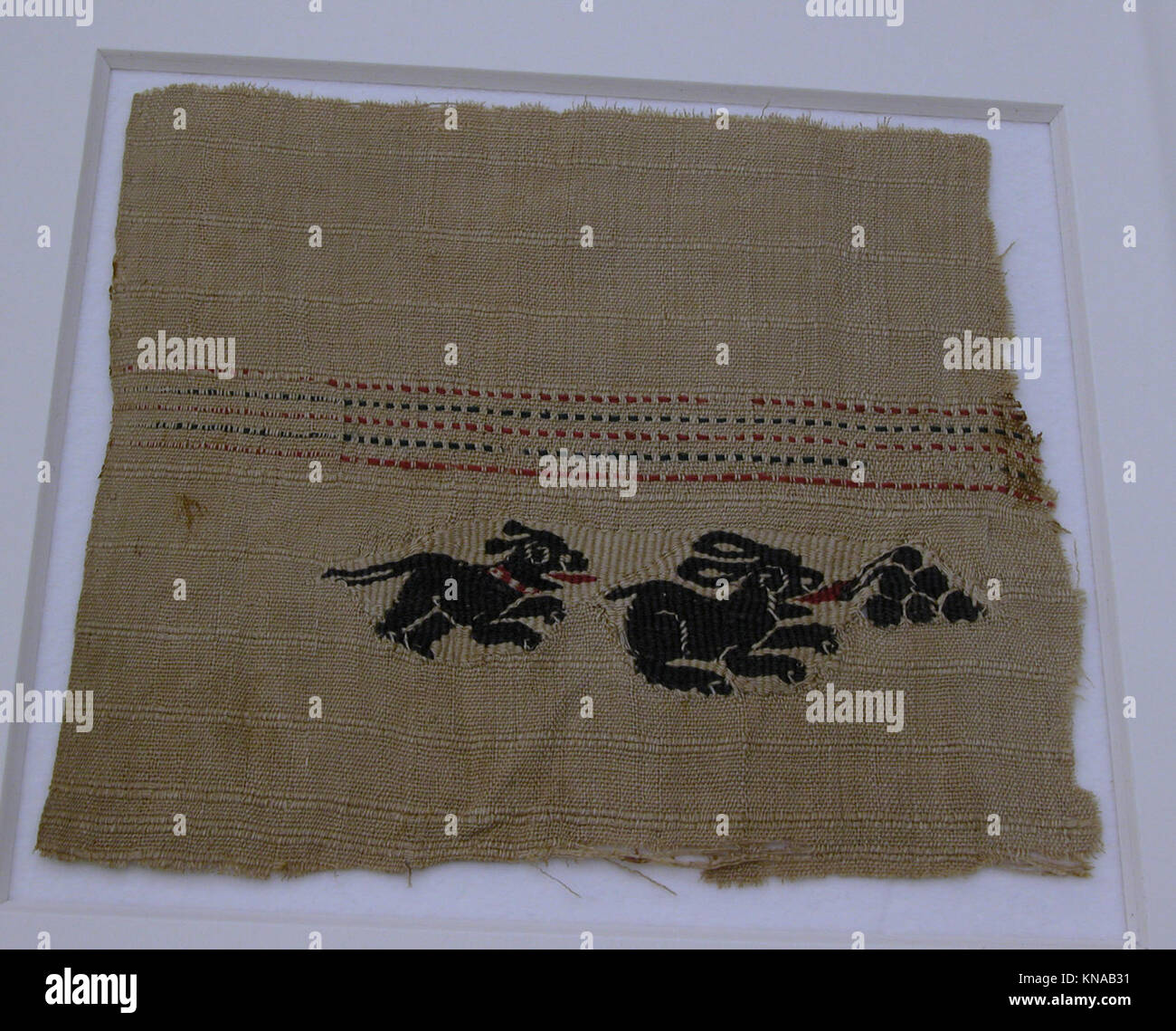 A fragmentary artwork depicting a dog, hare, and bunch of grapes, part ...