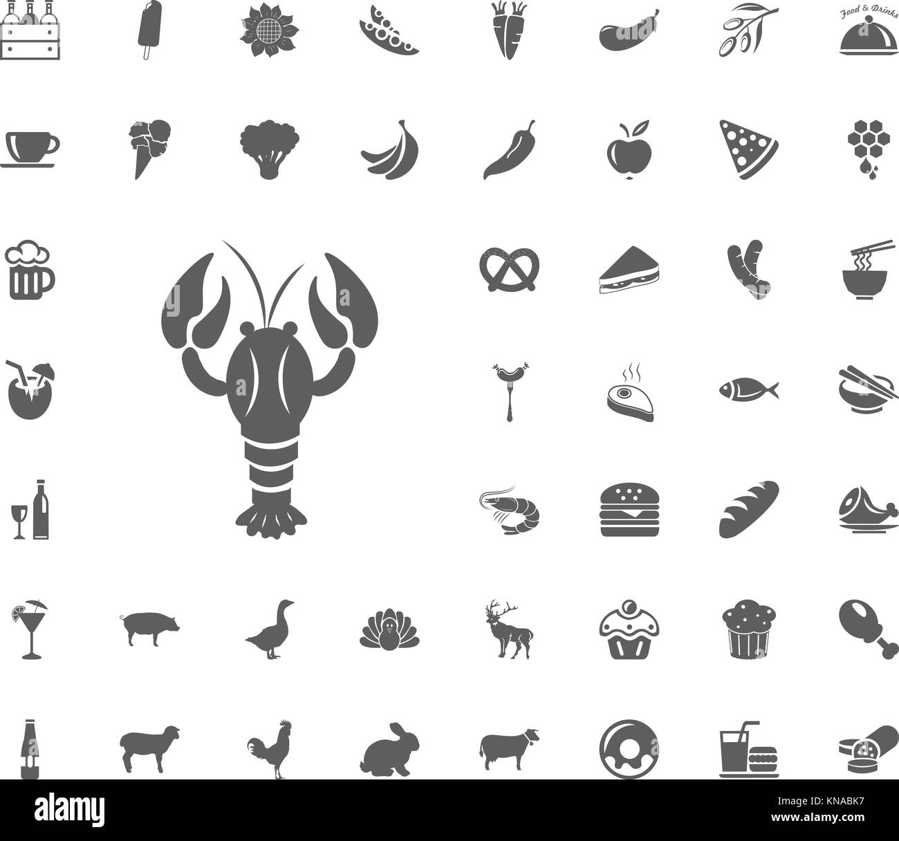 Lobster icon. Food and Drinks vector icon set Stock Vector Image & Art ...