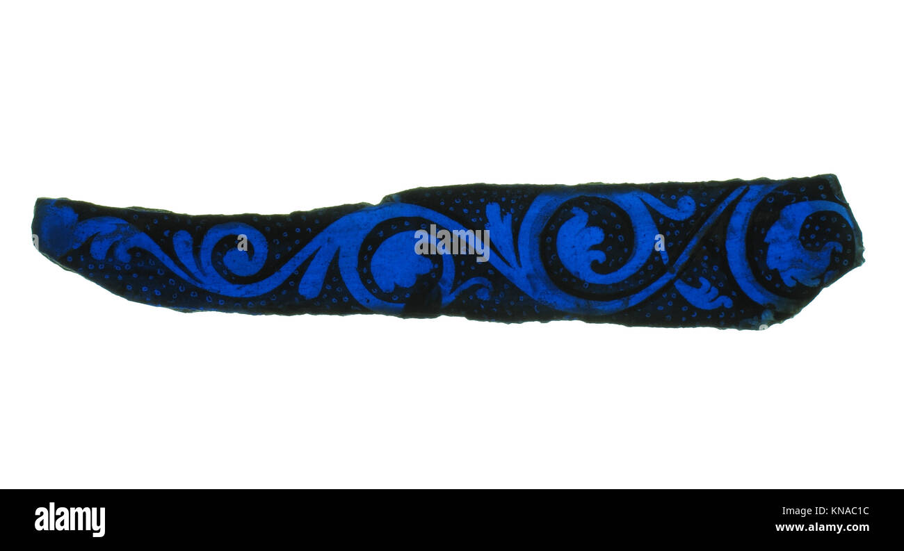 A French glass fragment from the 12th-14th century made of pot-metal ...