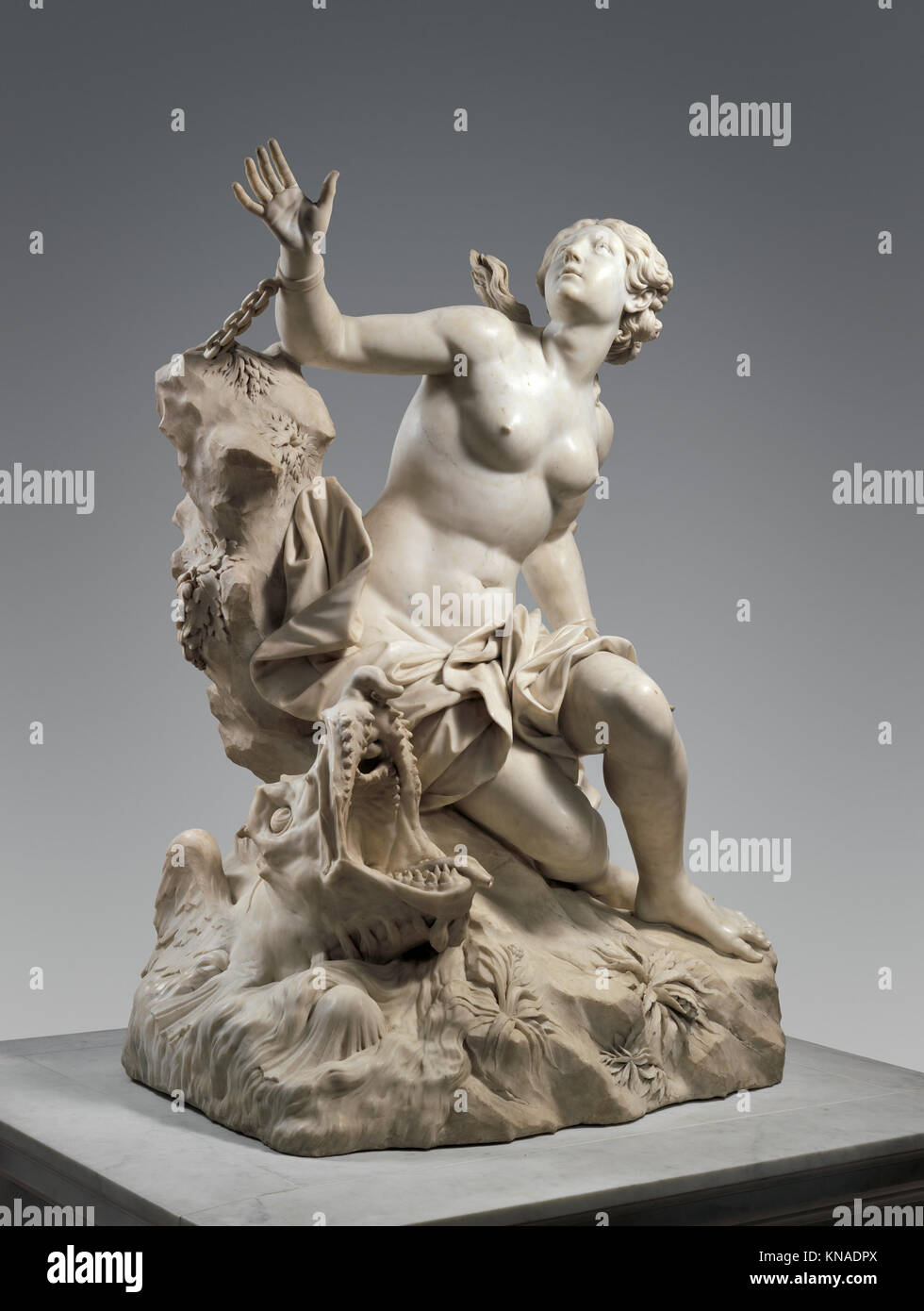 This artwork depicts the mythological scene of Andromeda being chained ...