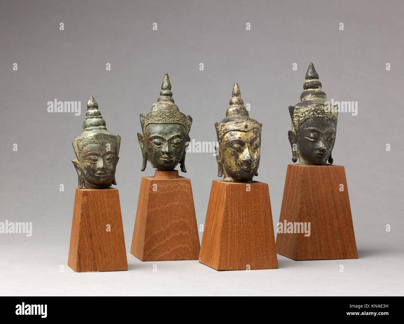 This sculpture depicts the head of a Buddha, showcasing the ...