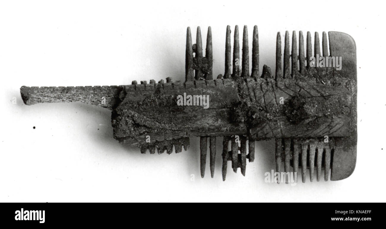 This 7th-century Frankish double-sided comb of bone and iron pins ...