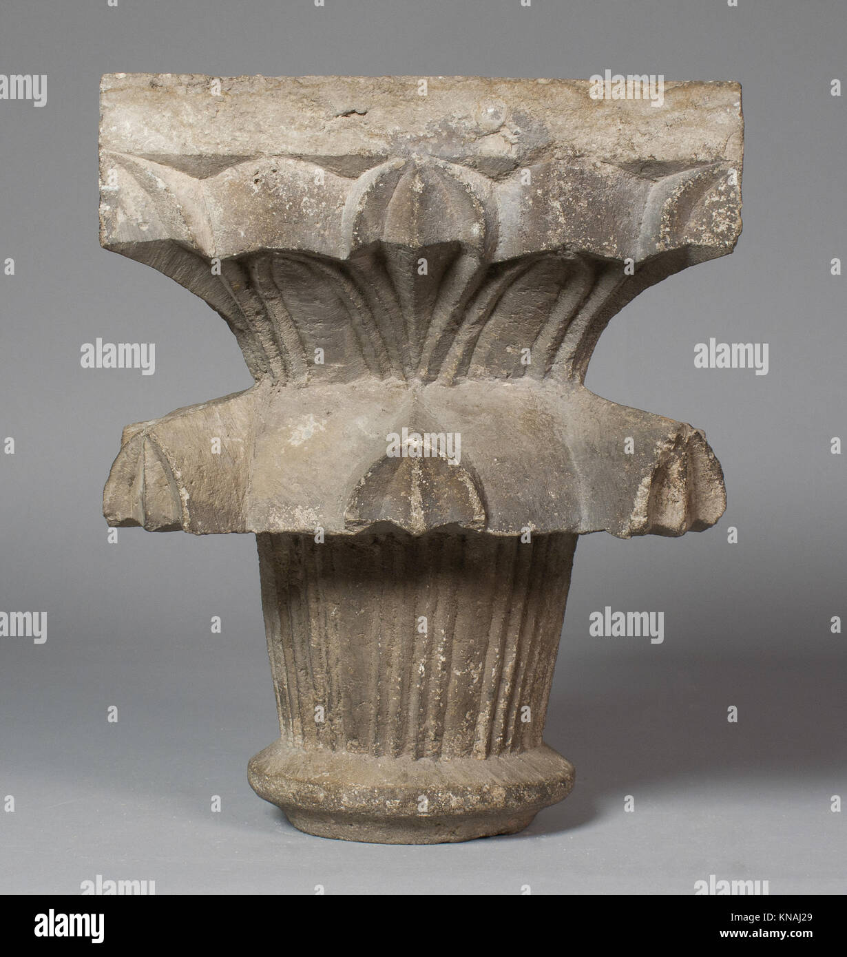 This architectural capital represents the uppermost section of a column ...