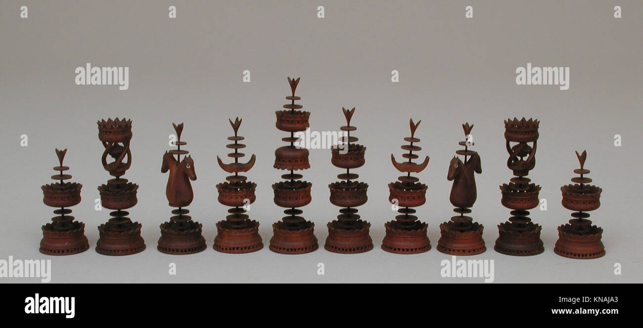 This set of 32 chessmen and box, cataloged as MET LC-48 174 16-002 ...