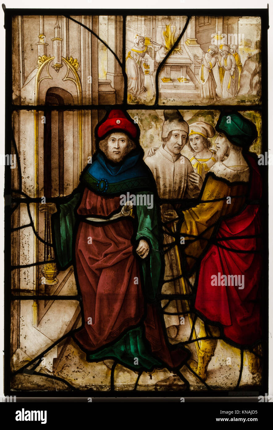 This 16th-century stained glass panel depicts the Profanation of ...