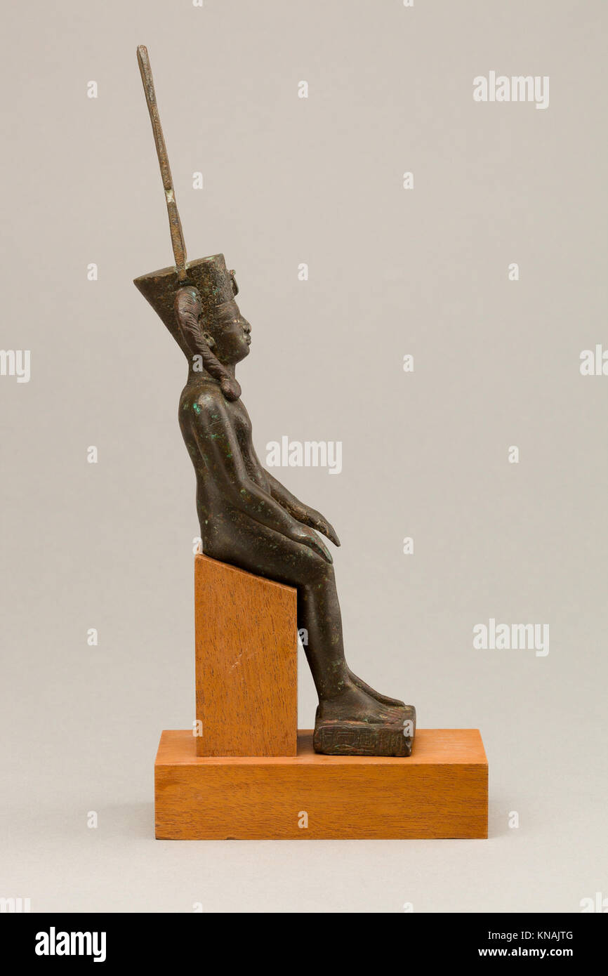 A sculpture of a child god named Horus of Mednit, depicted wearing the ...