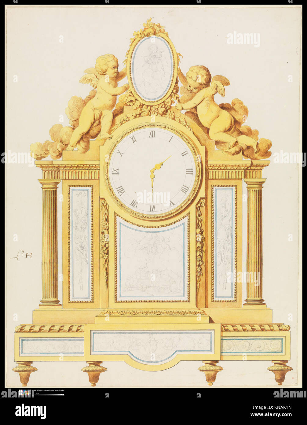 This design for a clock, identified as MET DP278720, showcases the ...