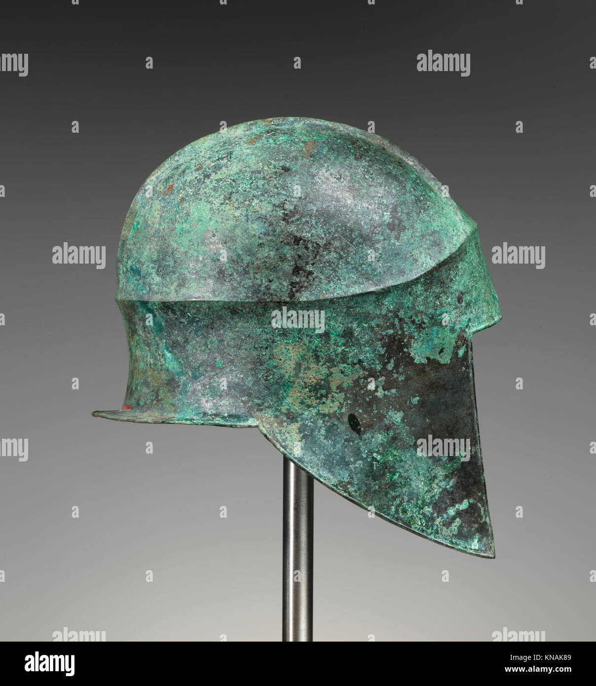 This bronze helmet, of Illyrian type, was used in ancient warfare ...