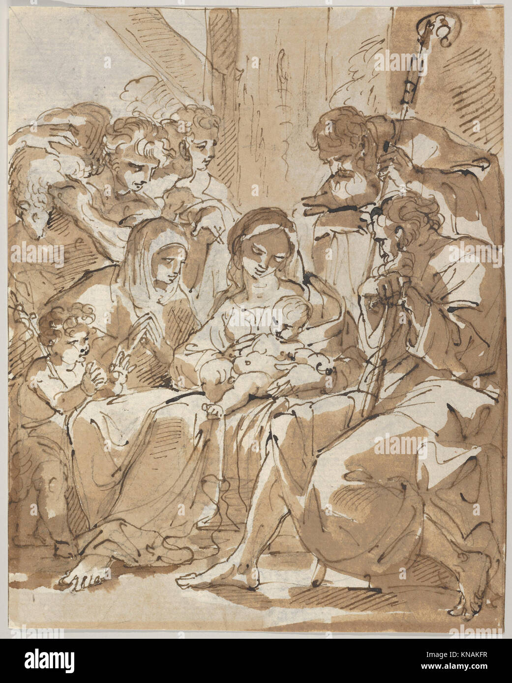 The painting 'Adoration of the Shepherds' portrays the biblical scene of the shepherds paying ...