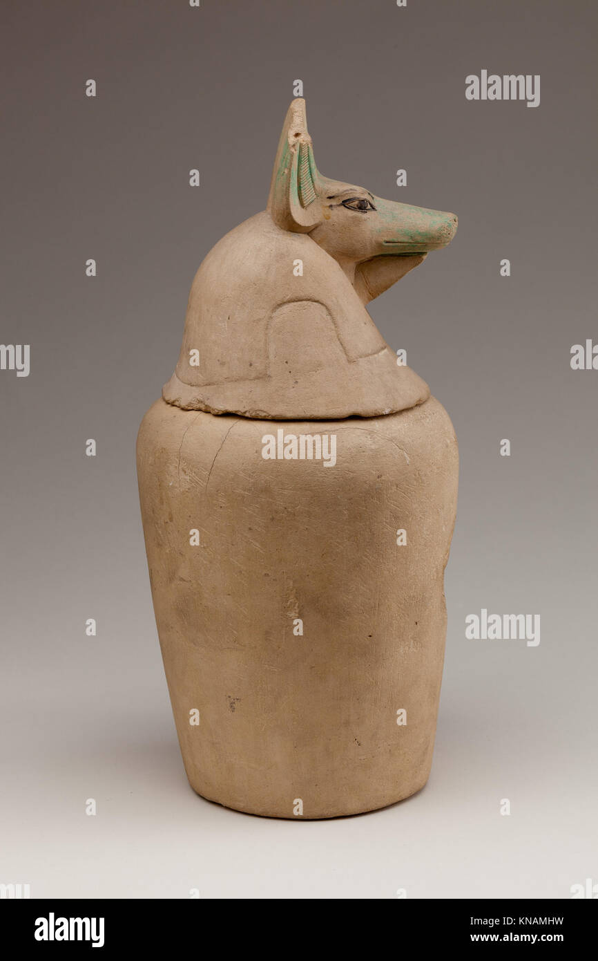 This canopic jar features Duamutef, one of the four sons of Horus in ...