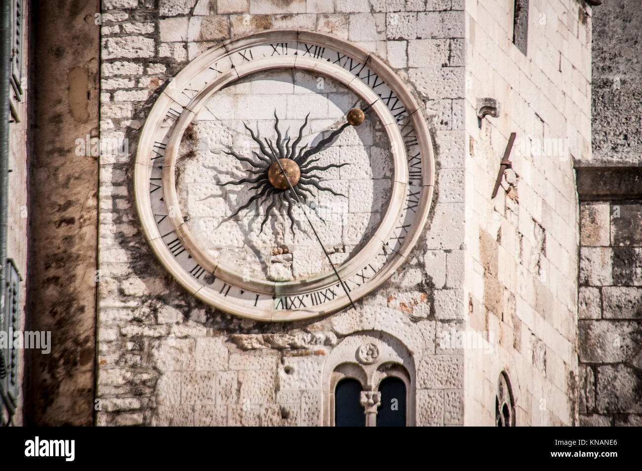 ancient stone clock tower Stock Photo - Alamy