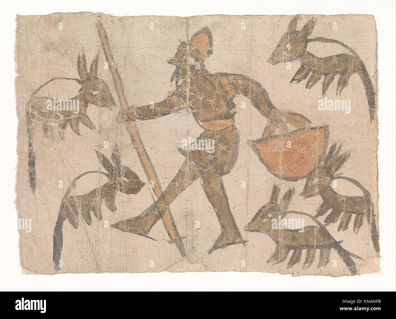 This artwork depicts a herdsman with his flock, emphasizing the ...