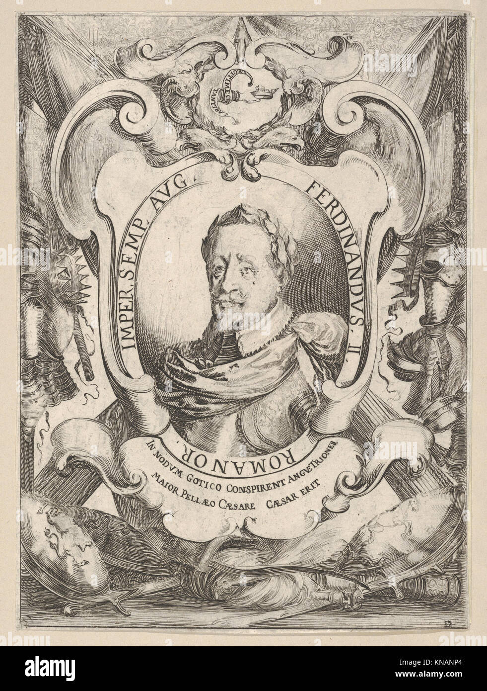 A mid-bust portrait of Emperor Ferdinand II showing his likeness in an ...