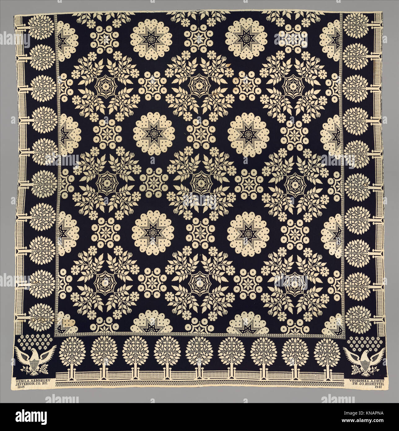 This coverlet combines decorative design with practical textile ...
