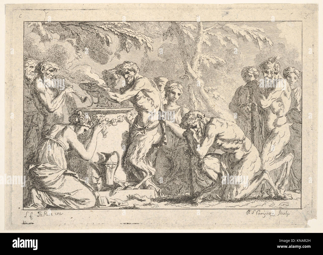 This artwork depicts an ancient sacrificial scene, illustrating the ...