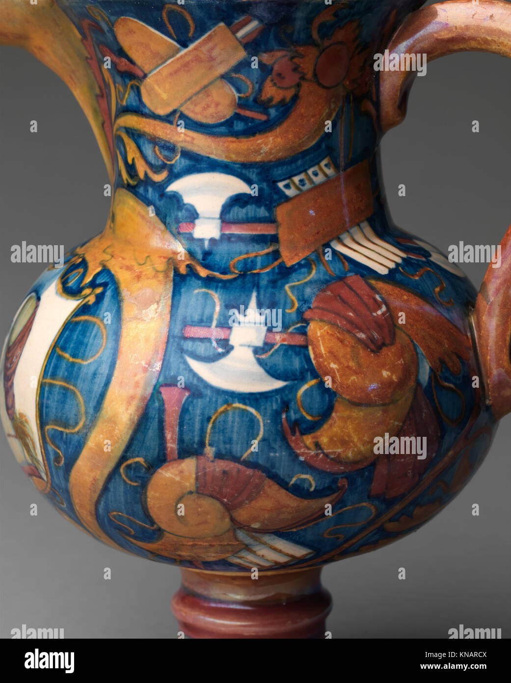 This metal ewer illustrates intricate design, decorative elements ...