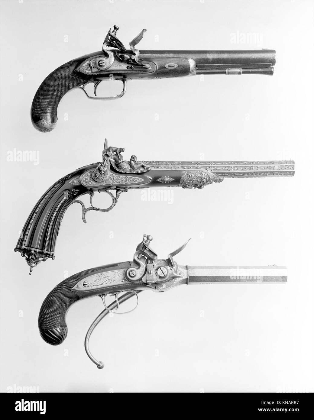 This flintlock repeating pistol, featuring the Lorenzoni action and the ...