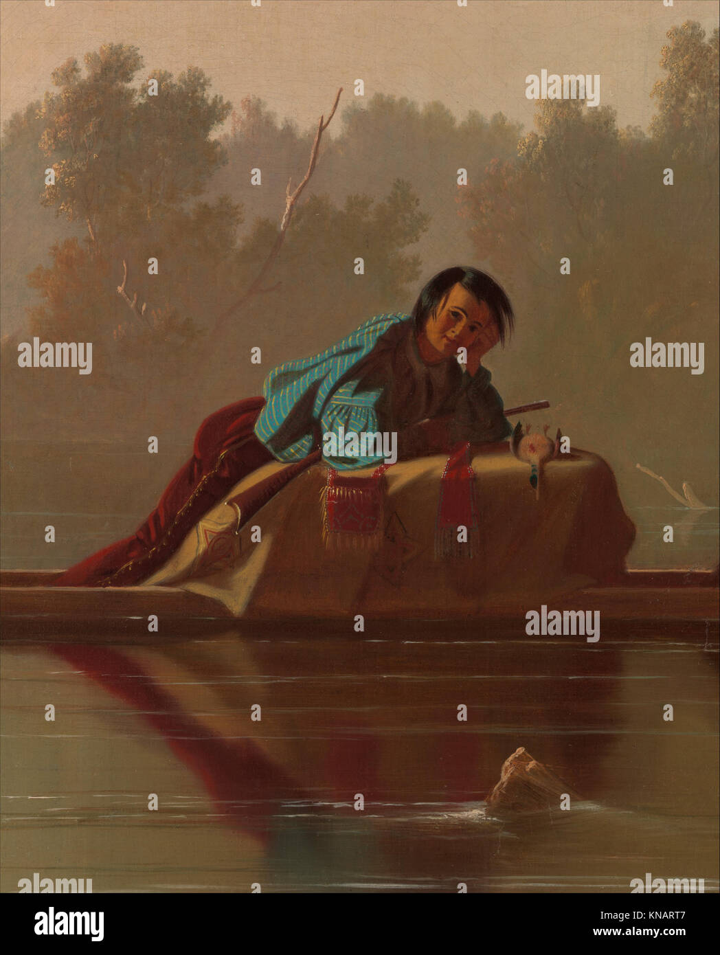 This painting depicts fur traders descending the Missouri River ...