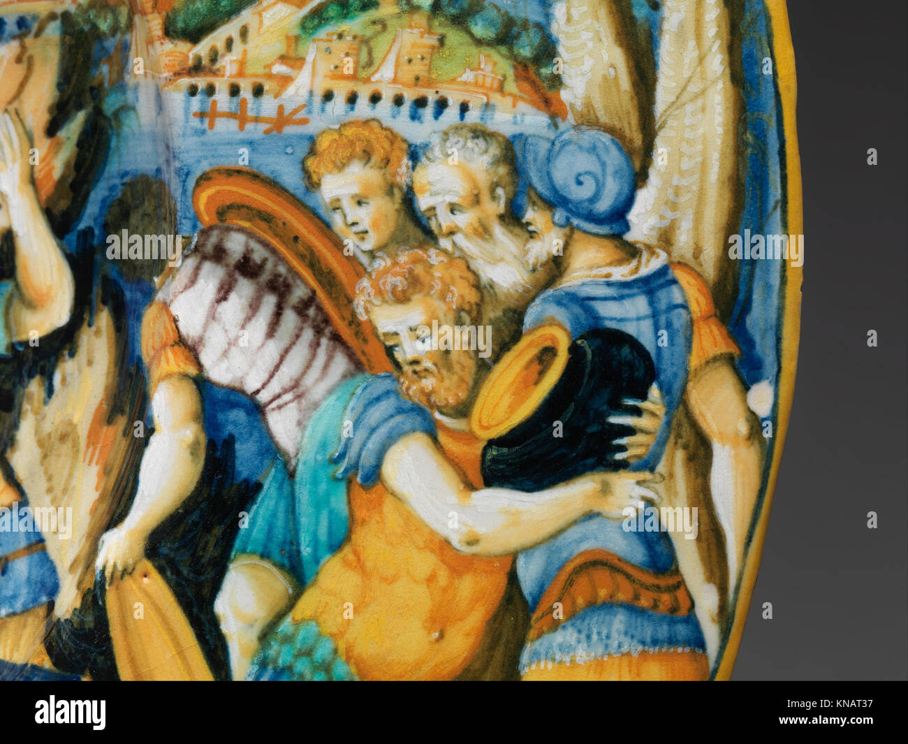 Dish showing Marcus Curtius in a heroic leap, representing sacrifice ...