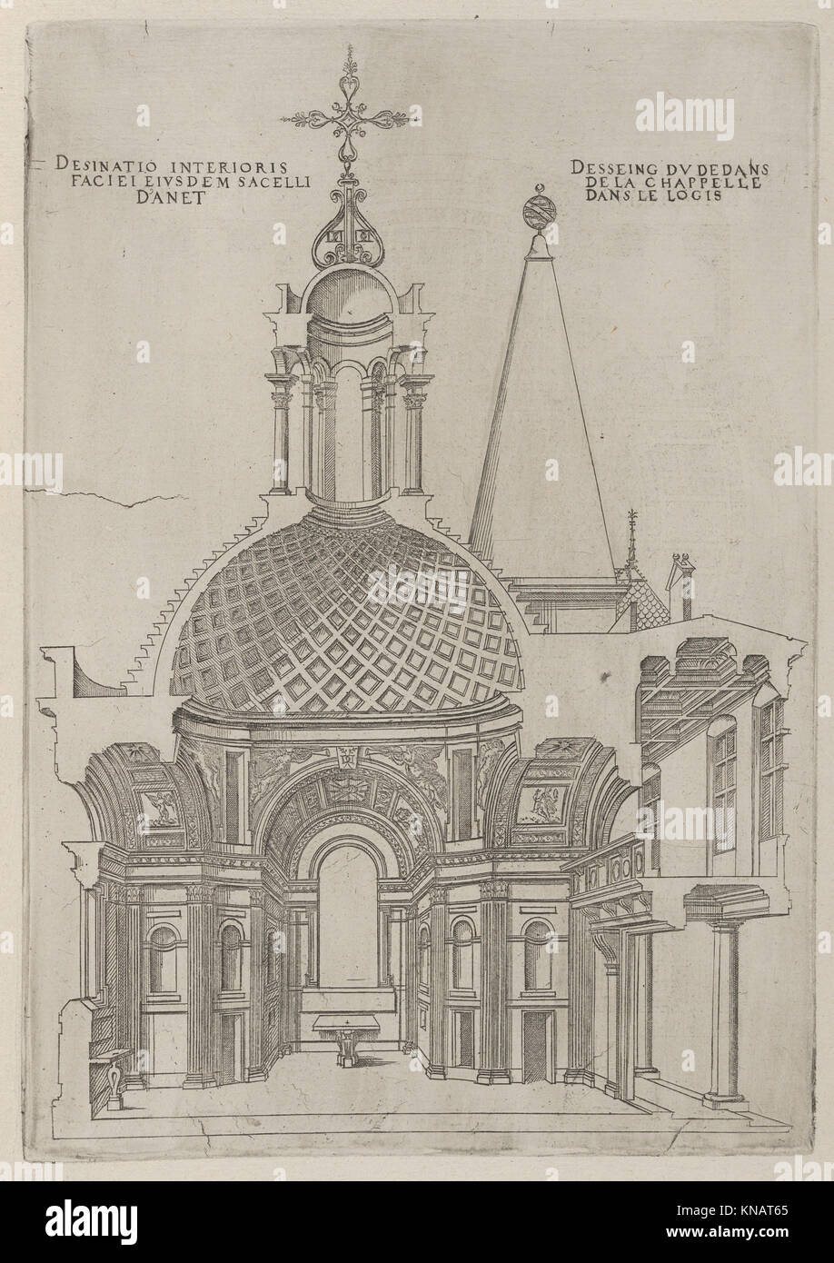 Cross-sectional drawings of the chapel at ChÃ¢teau d'Anet, offering ...