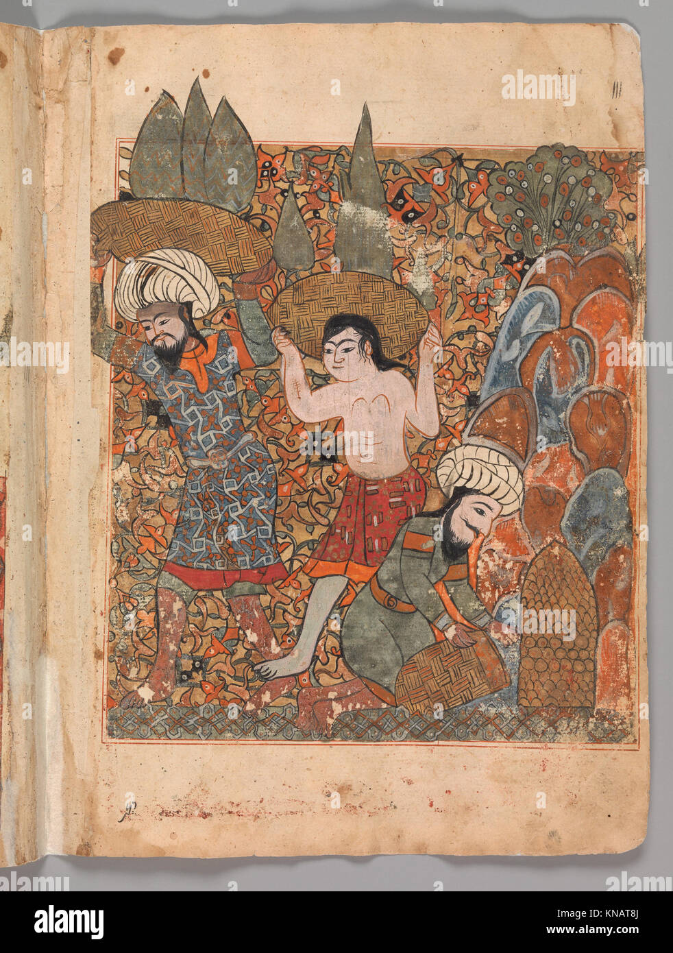 This folio illustrates a man discovering treasure that is carried away ...