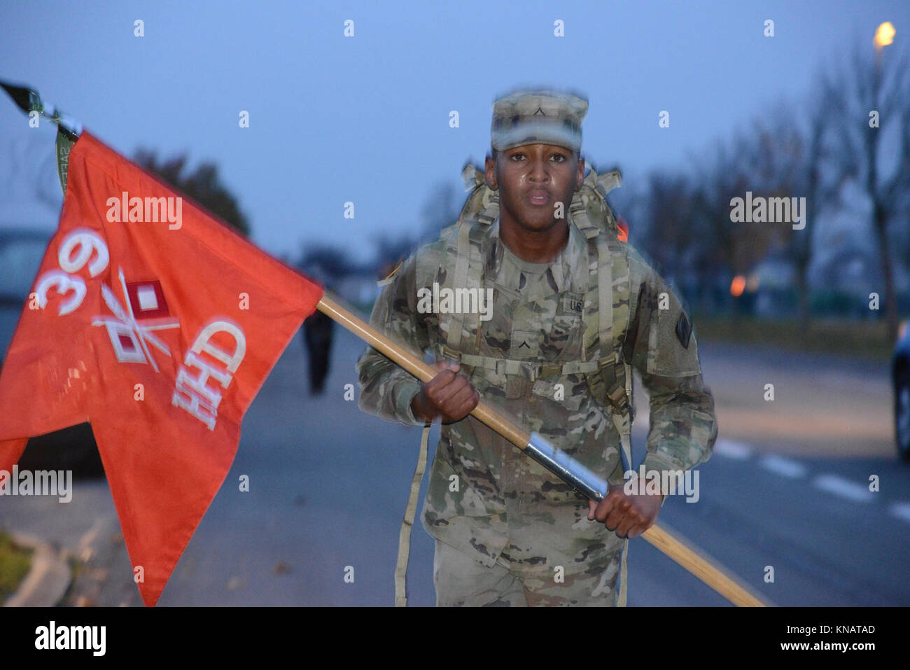 A Soldier of the 39th Strategic Signal Battalion participates in a ruck ...