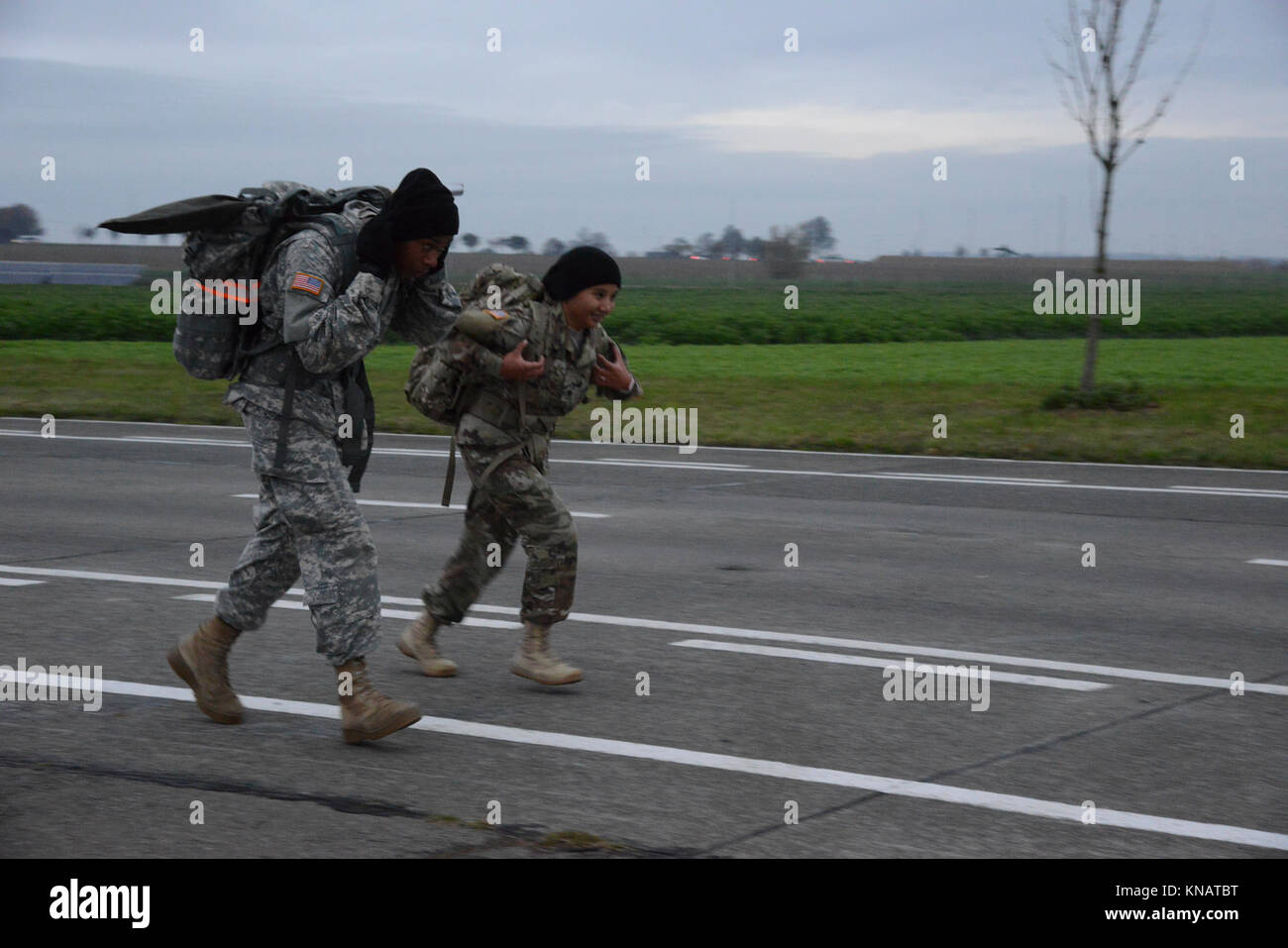 Two Soldiers of the 39th Strategic Signal Battalion participate in a ...